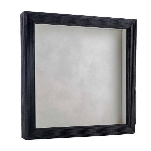 13x13 Shadow Box Frame Barnwood Black Wood | 1" Usable Display Depth | Includes a White Suede ...